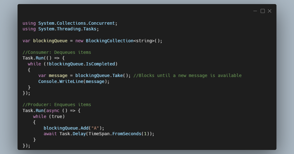 C Example Of Using Blockingcollection Makolyte 8362