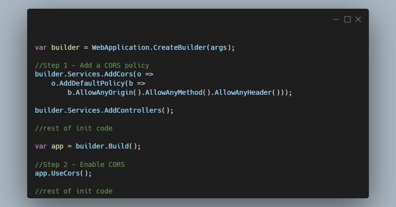 ASP.NET - How to add a CORS policy to enable requests from the browser