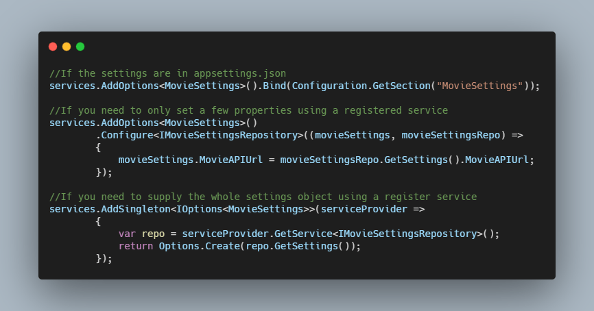 C# - How to supply IOptions | makolyte