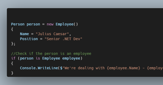 C# - Using the is operator | makolyte