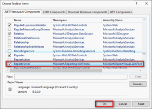 ReportViewer doesn’t appear in the toolbox in Visual Studio | makolyte