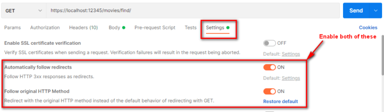 Postman - Follow redirects with the original HTTP method