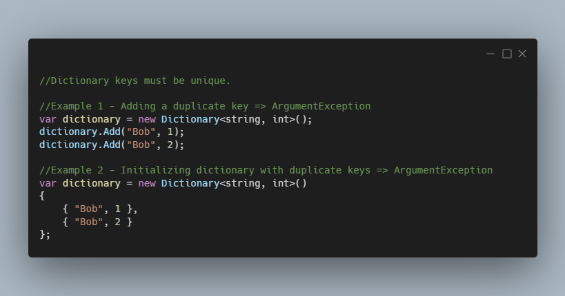 System Argumentexception An Item With The Same Key Has Already Been Added Makolyte